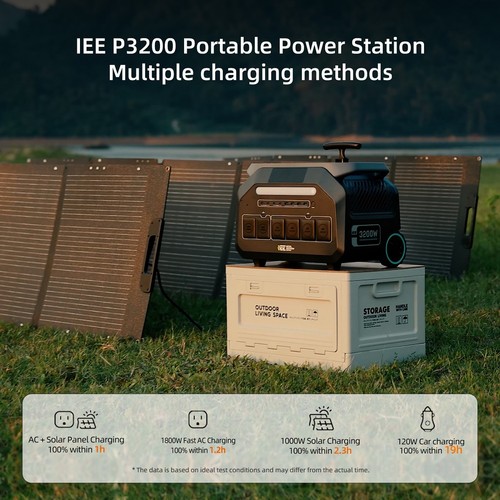 IEE P3200 3200W 2048Wh Portable Power Station Solar Generator LiFePO4 ...