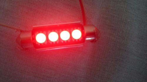 2 x Red 42mm 4 SMD LED Canbus Super Bright Bulbs 576 578 211-2 212-2 ...