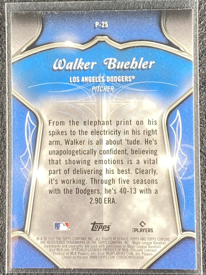 2022 Topps Chrome Walker Buehler Pinstriped Insert #P-25 - Los Angeles ...