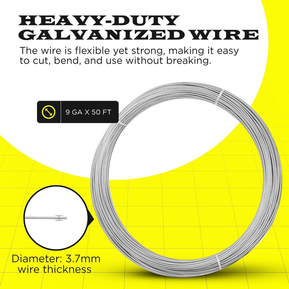Galvanized Solid Wire 9GAx50, 12GAx100, 14GAx100, 16GAx200 Silver. HIGH ...