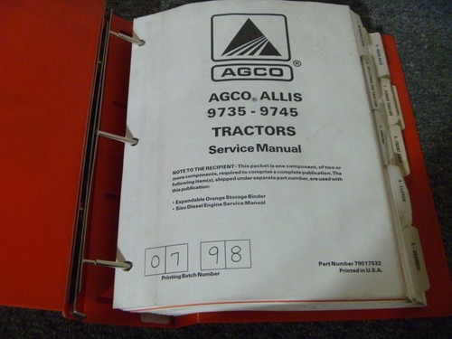 Agco Allis 9735 9745 Tractor Shop Service Repair Manual PN 79017532 | eBay