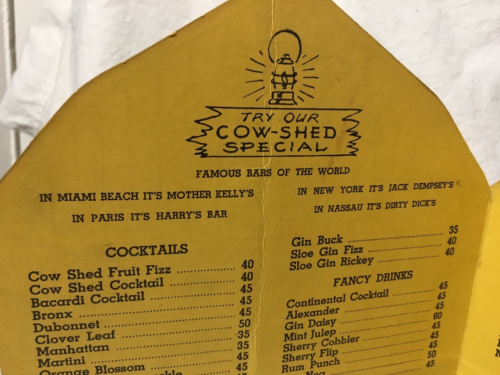 1930's The Cow Shed Menu Detroit, MI Dinner/Drinks/Dancing now Downtown ...
