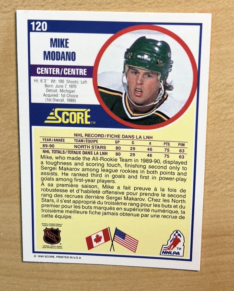 Mike Modano 1990 Score BILINGUAL ROOKIE CARD #120, MINT | eBay