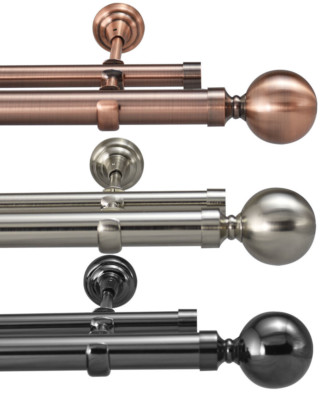 Metal Double Eyelet Curtain Pole Rod Brushed Chrome Diameter 28 /19mm ...