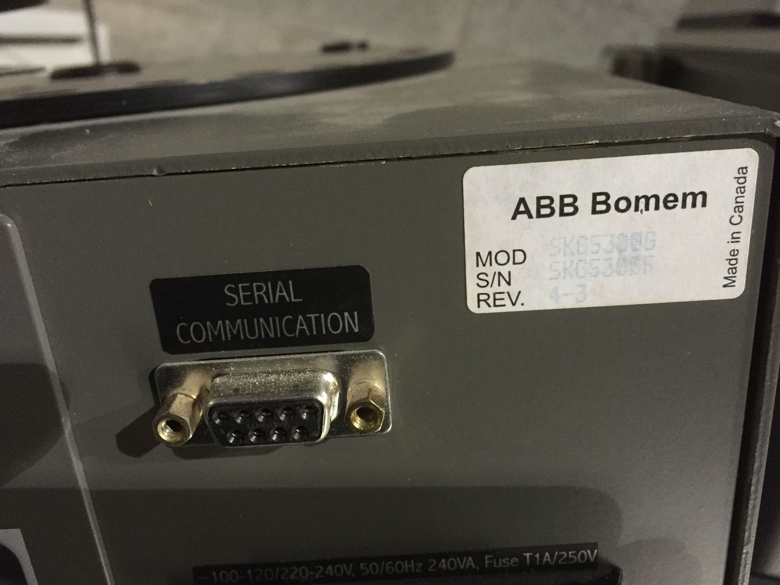 ABB BOMEM MODEL MB160PH IR SPECTROMETER WITH MODEL SKG5300G TABLET ...