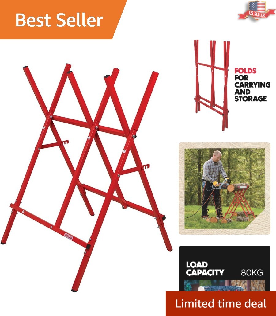 Red Steel Sawbuck with Adjustable Log Holder - Versatile Log Cutting ...