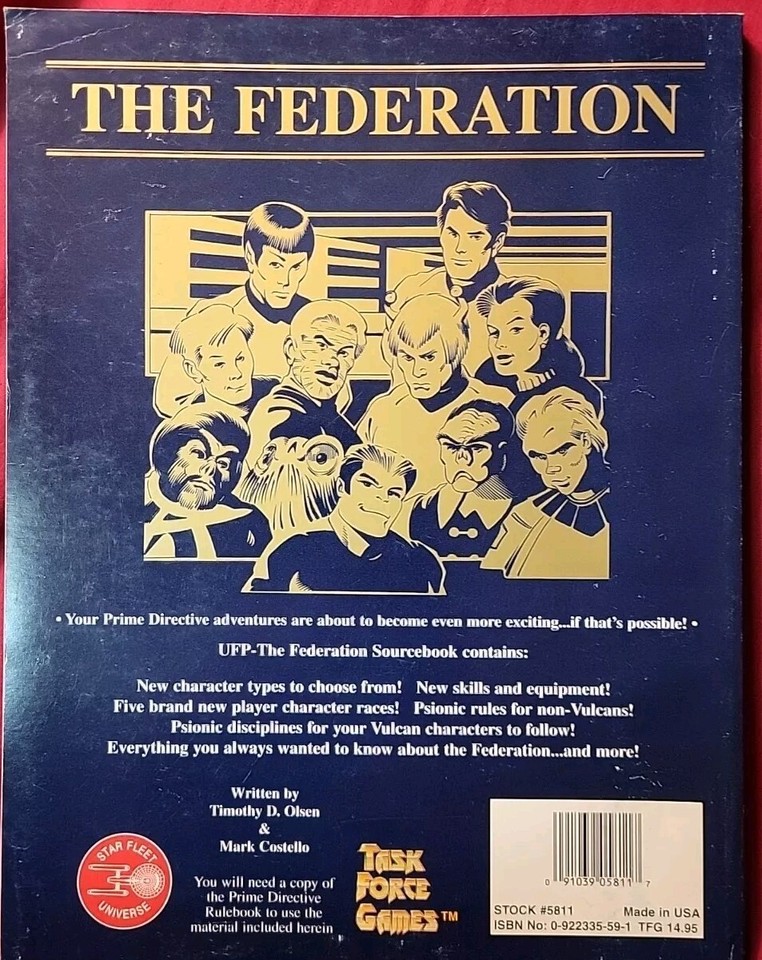 UFP The Federation Sourcebook, Task Force Games, Prime Directive ...