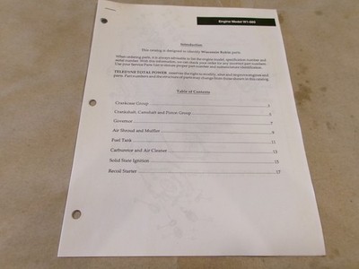 WISCONSIN ROBIN ENGINE MODEL W1-080 PARTS MANUAL | eBay