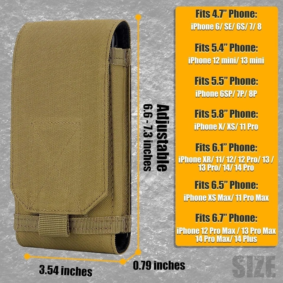 Tactical Molle Cell Phone Bag Case with Belt Clip Loop Holster Pouch ...