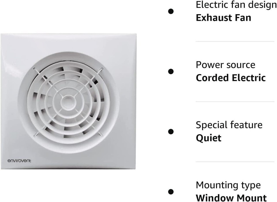 EnviroVent Silent 100mm 4 Inch Ultra Quiet Bathroom Extractor Fan Timer ...