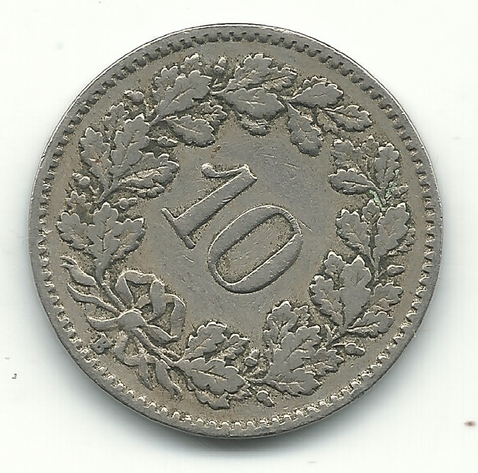 VINTAGE VERY GOOD VG 1913 B SWITZERLAND 10 RAPPEN COIN-JAN193 | eBay
