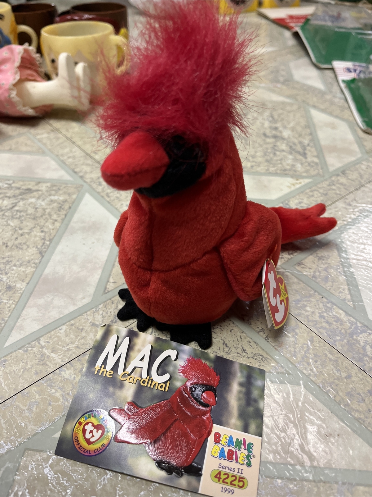 TY BEANIE BABY Mac Red Cardinal Bird With Tag With Tag Error 1998/1999 ...