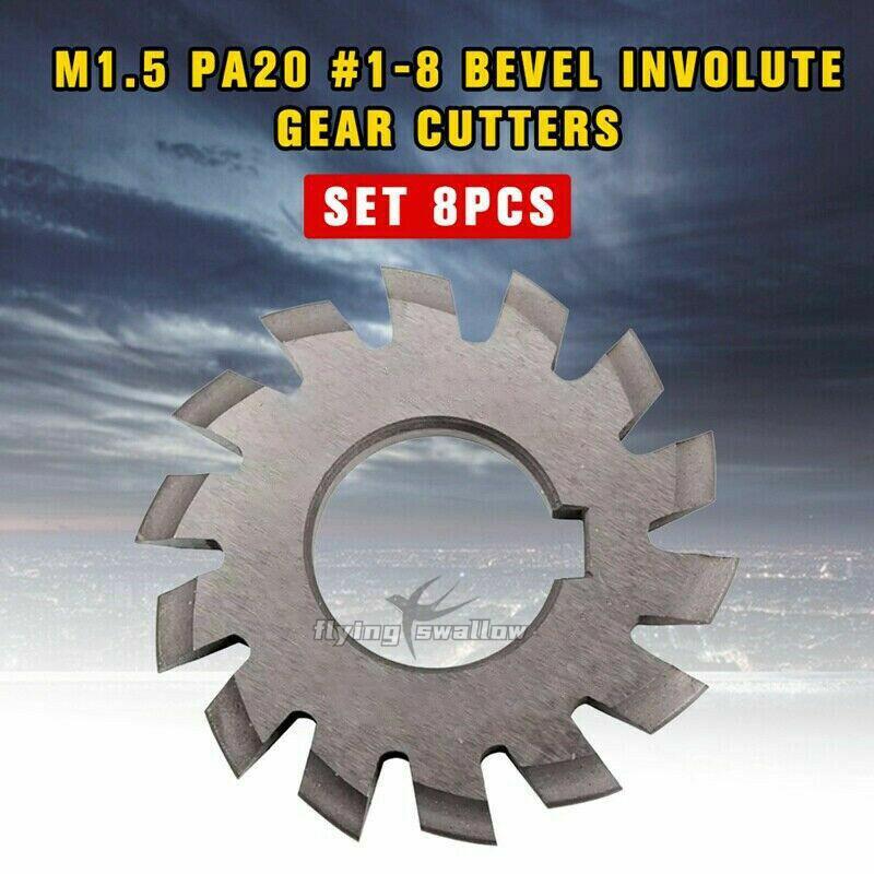 8Pcs/Set HSS M1.5 Bore 22mm 20°Degree #1-8 Bevel Involute Gear Cutter ...