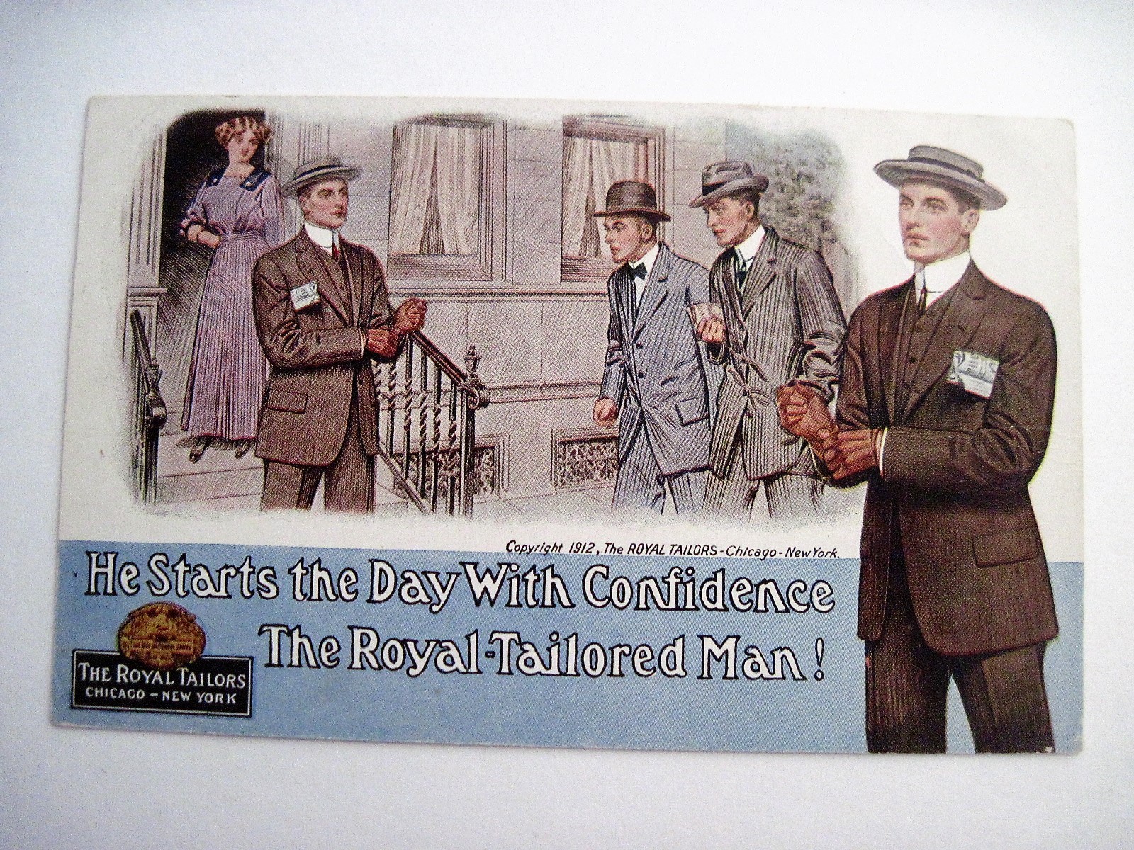 1912 Advertising Postcard for "The Royal Tailors" w/ Pictures of Men In ...