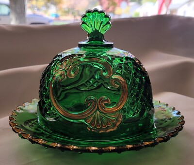EAPG Riverside Croesus Emerald Green Covered Butter Cheese Dish | eBay