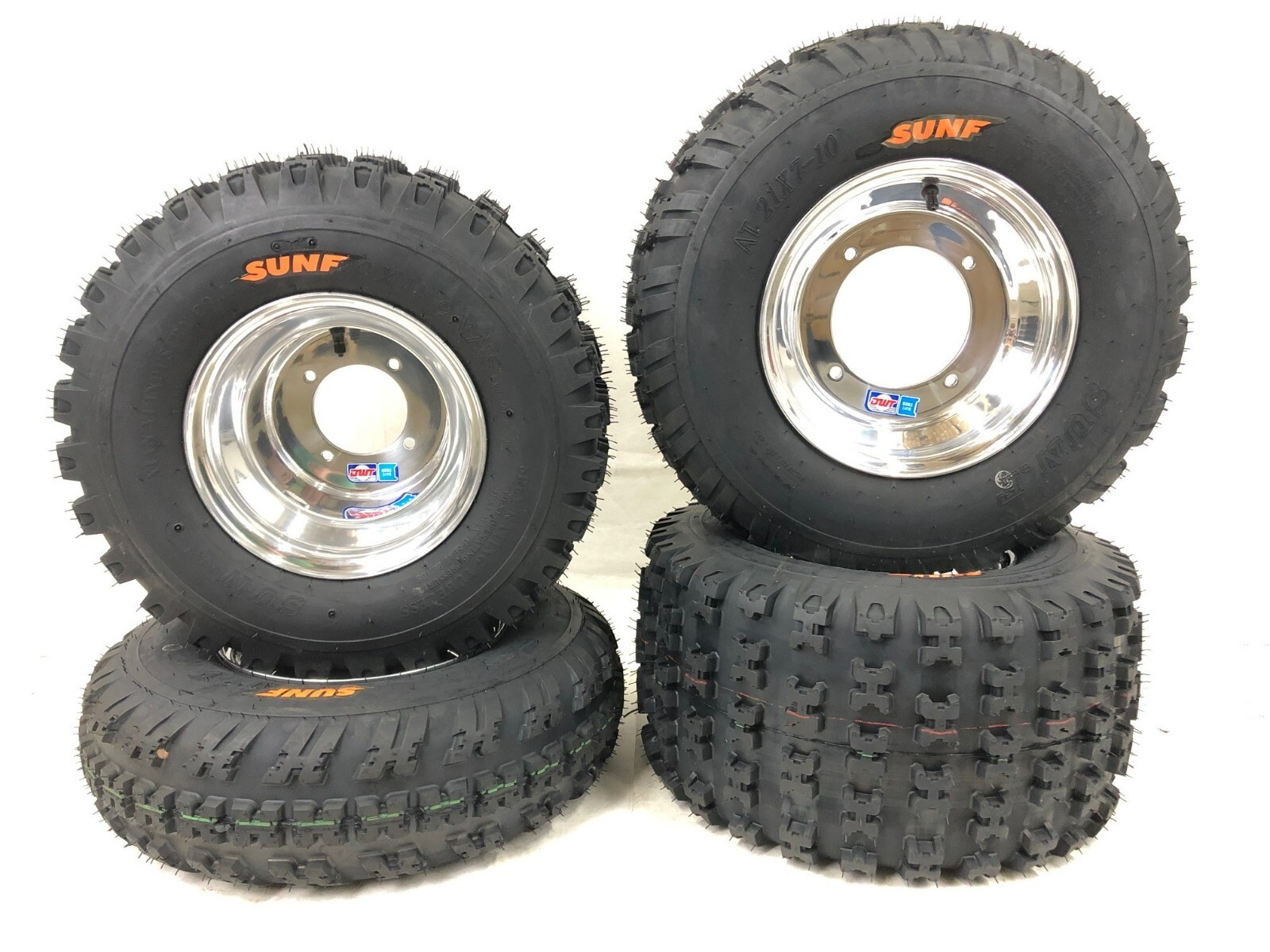 DWT Polished Front Rear Rims Wheels Sunf A031 XC Tires Yamaha Raptor ...