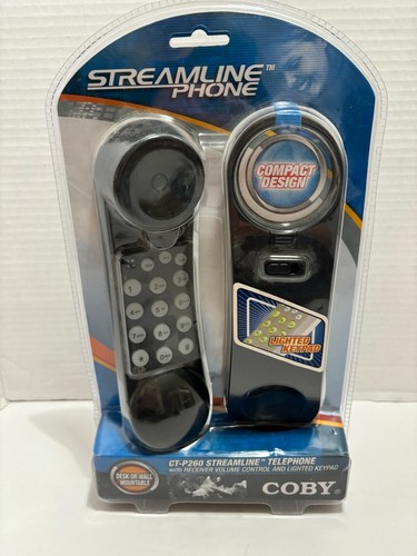 New Sealed Coby CT-P260 Streamline Telephone Phone Black Volume Control ...