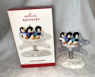 New 2013 Hallmark Playful Penguins On Reindeer Spring Keepsake Ornament ...