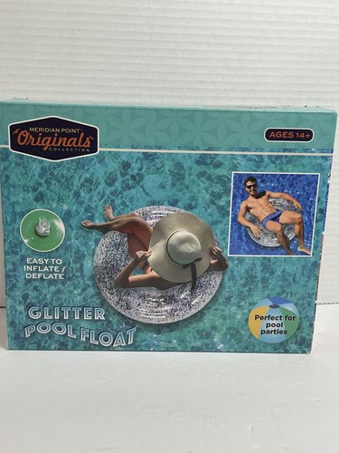 New Pool Float Glitter Swim Ring - Silver 34” Inflatable Floatie ...