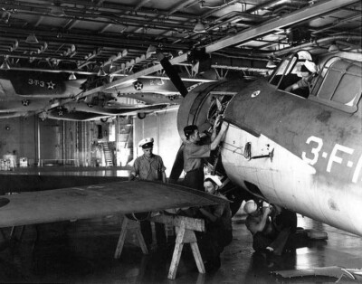 WW2 WWII Photo USS Enterprise CV-6 Hanger Deck F4F-3 Hellcat World War ...