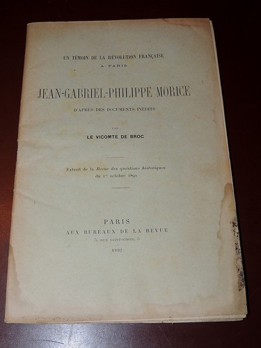 REVOLUTION FRANCAISE - JEAN-GABRIEL-PHILIPPE MORICE - Vicomte de BROC ...