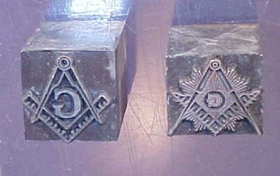 2 Vintage Metal Masonic Mason Typeset Print Block Ink Stamps | eBay