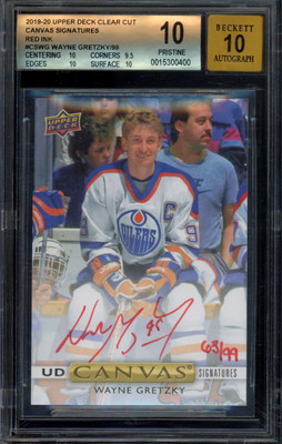 2019 UD CLEAR CUT WAYNE GRETZKY CANVAS SIGNATURES RED INK AUTO /99 BGS ...