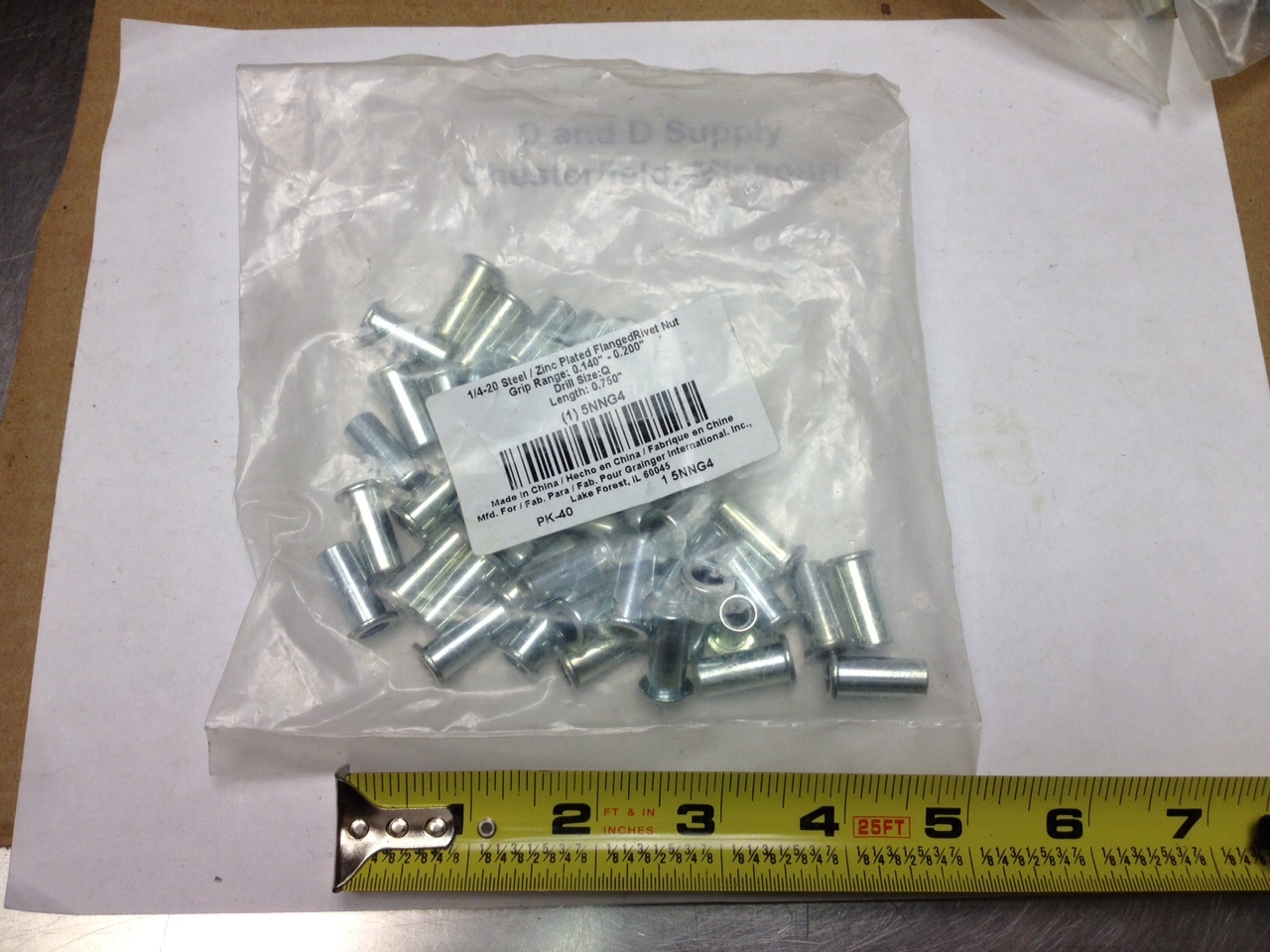 **Bag of 40**, FABORY 3/4" Flanged Rivet Nut, U69136.025.0200, Zinc ...