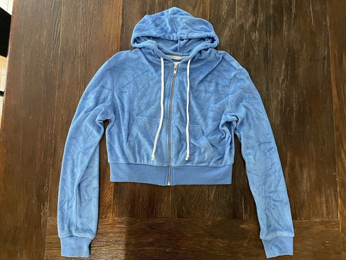 Colsie Women's Terry Crop Lounge Hooded Sweatshirt Blue Size XS | eBay
