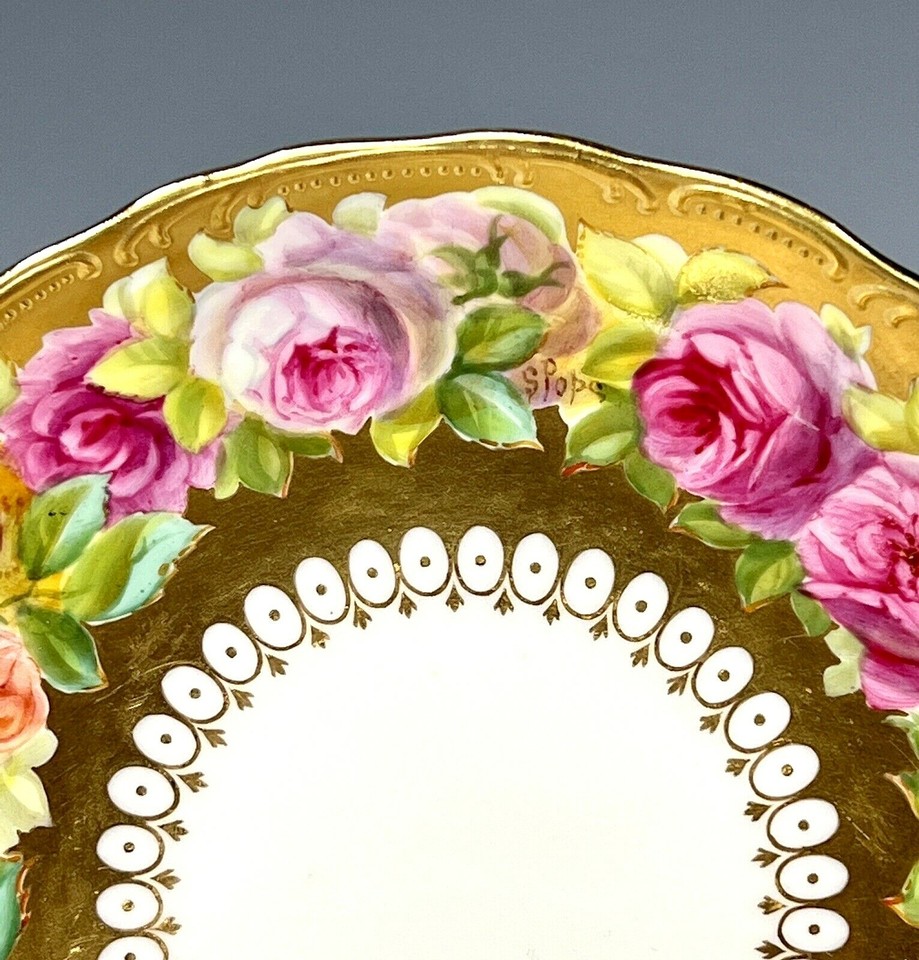 Cauldon Hand Painted Signed S. Pope Cup & Saucer Roses Gilt Gold | eBay