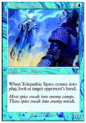 Heavy Play, English MTG Regular Telepathic Spies 7th Edition Magic the ...