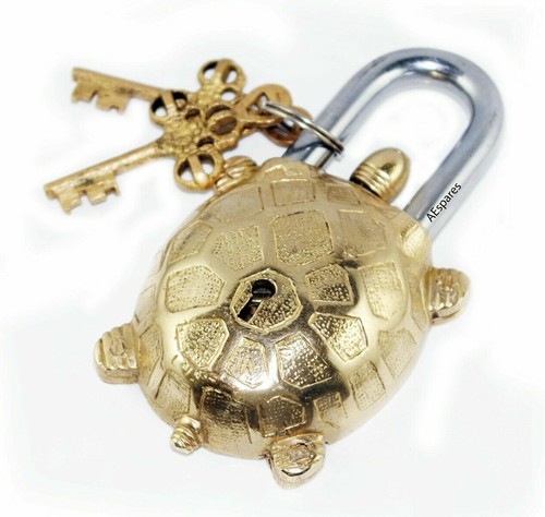 New Vintage Turtle Tortoise Mystry Lock With 2 Keys Brass Made | eBay