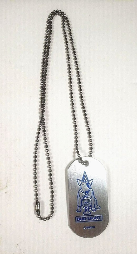 Bud Light SPUDS MCKENZIE Budweiser Beer Dog Tag Necklace Party Dog Vtg ...