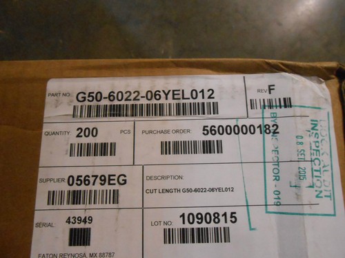 EATON Yellow Air Brake Tubing 3/8" OD x 12"L #G50-6022-06YEL012 (Qty ...