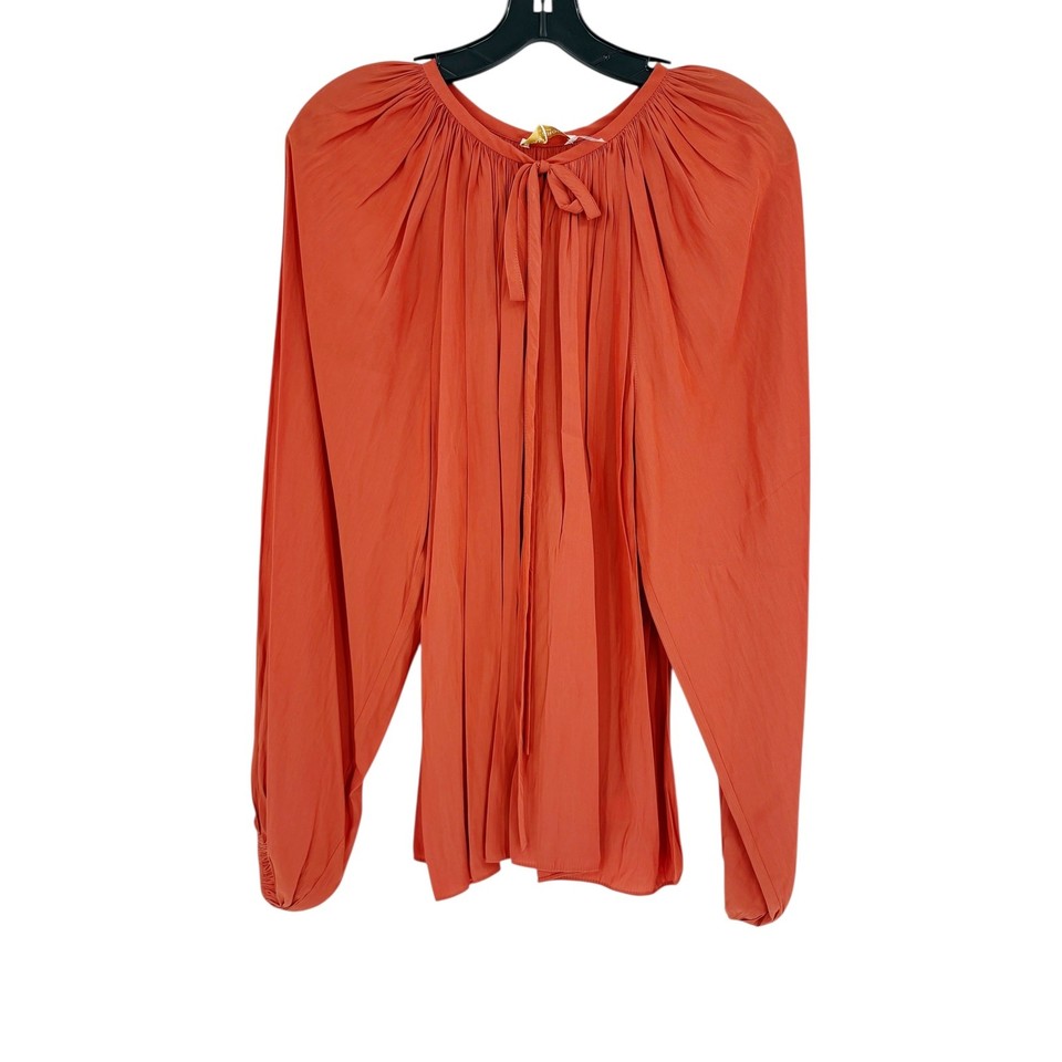 RAMY BROOK Top NEW Size S Satin Paris Long Sleeve Top $345 Burnt Sienna ...