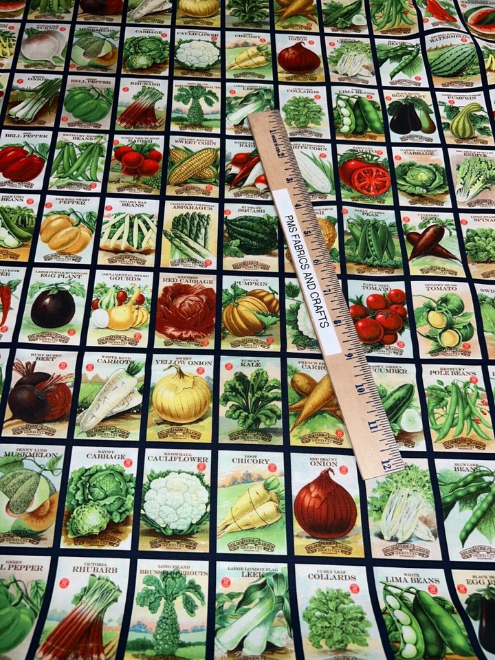 MODA Farm Garden theme 100% cotton fabric by the yard Seeds 7473 16 ...