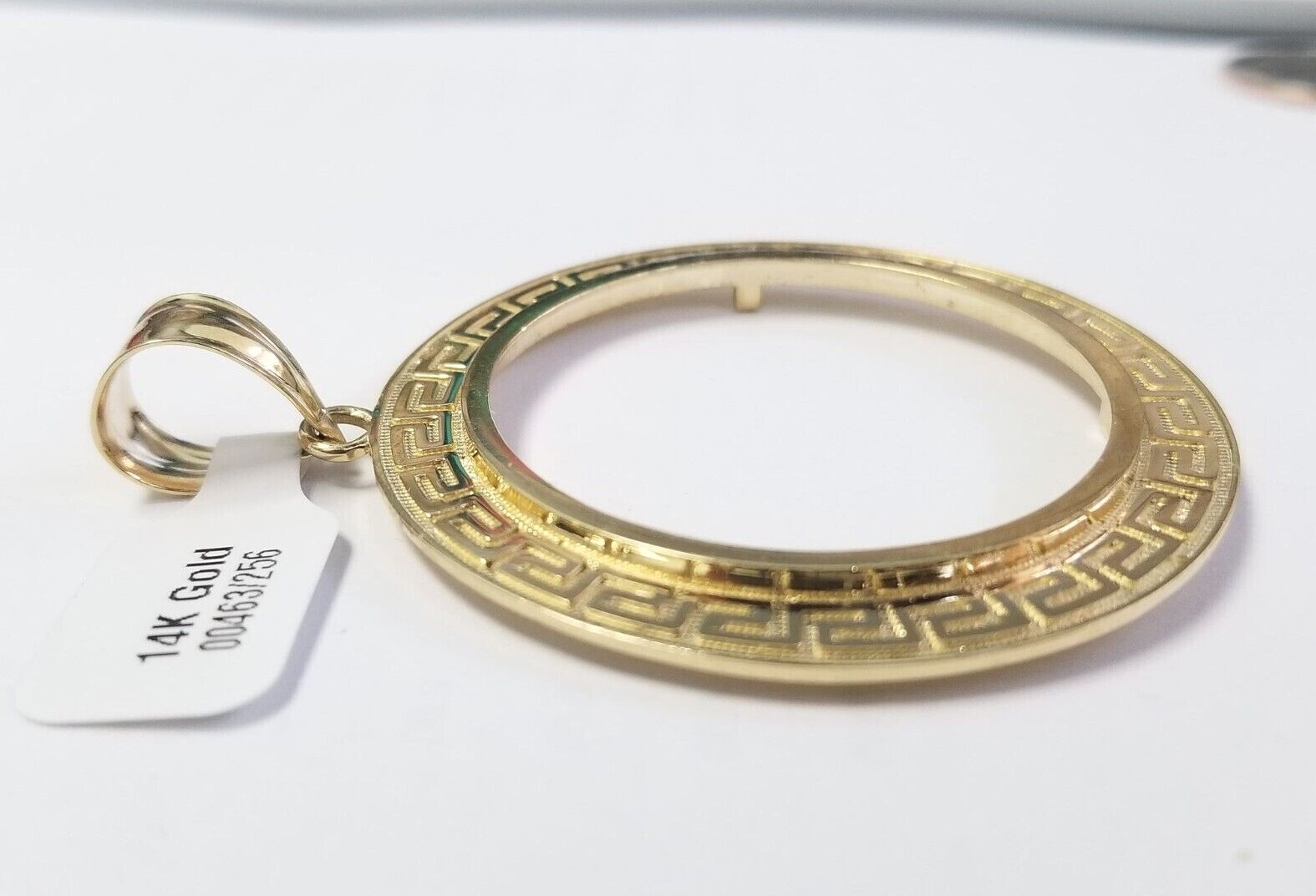 14k Yellow Gold Bezel Pendant Charm 38MM Picture Bisel Centenario 50 ...