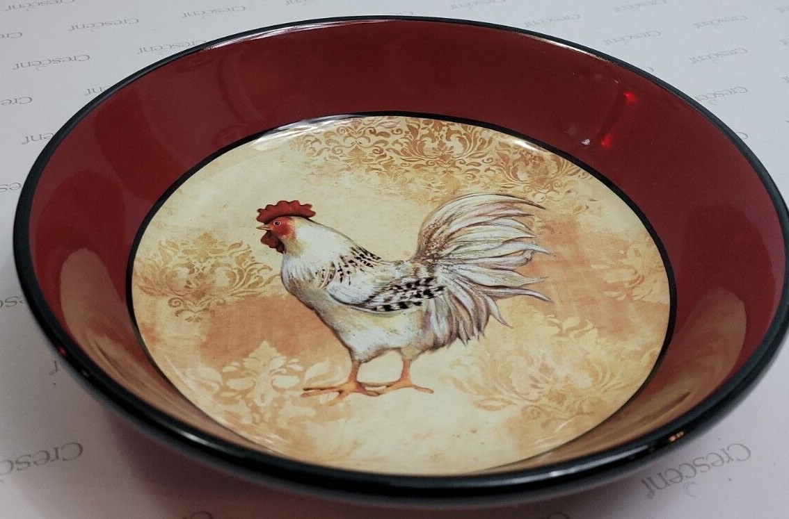Red Ceramic Rooster Dish Salad Bowl Majolica Ceramic Deruta Red