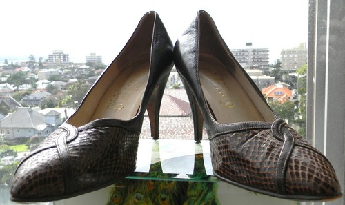 VINTAGE Rima Shoes 1950s Stylish Chic Lizard Skin-Leather Couture Heels ...