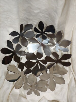 IKEA Stockholm Stainless Steel Bowl Floral Leaf Centerpiece Monika ...