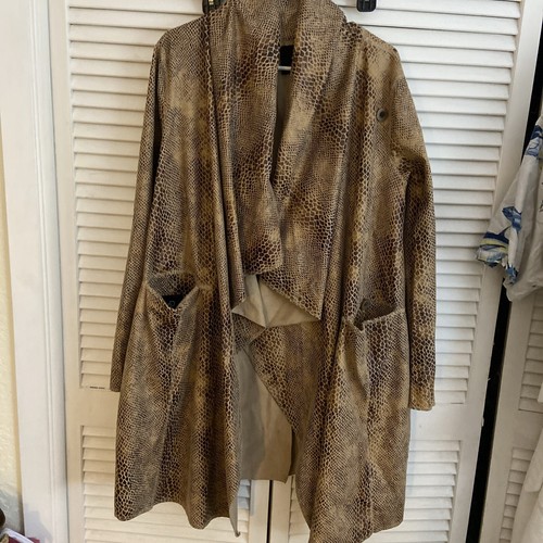 Rachel Zoe Reversible Snake Print Coat Cape Shawl Brown Tan Mole Skin ...