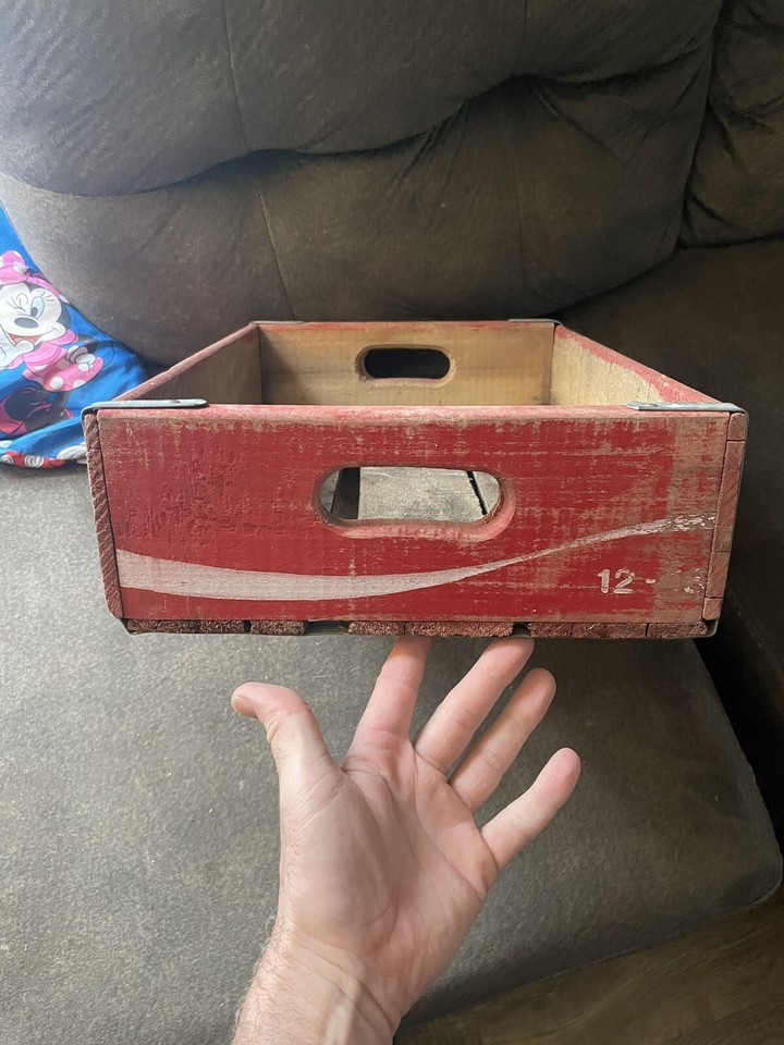 vtg 1971 Coca Cola Coke red wood wooden case crate held 12 16 ounce ...