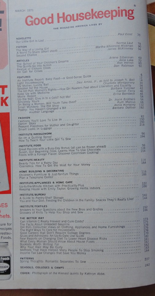 GOOD HOUSEKEEPING magazine March 1971 KIENAST QUINTS-Lucille Ball ...