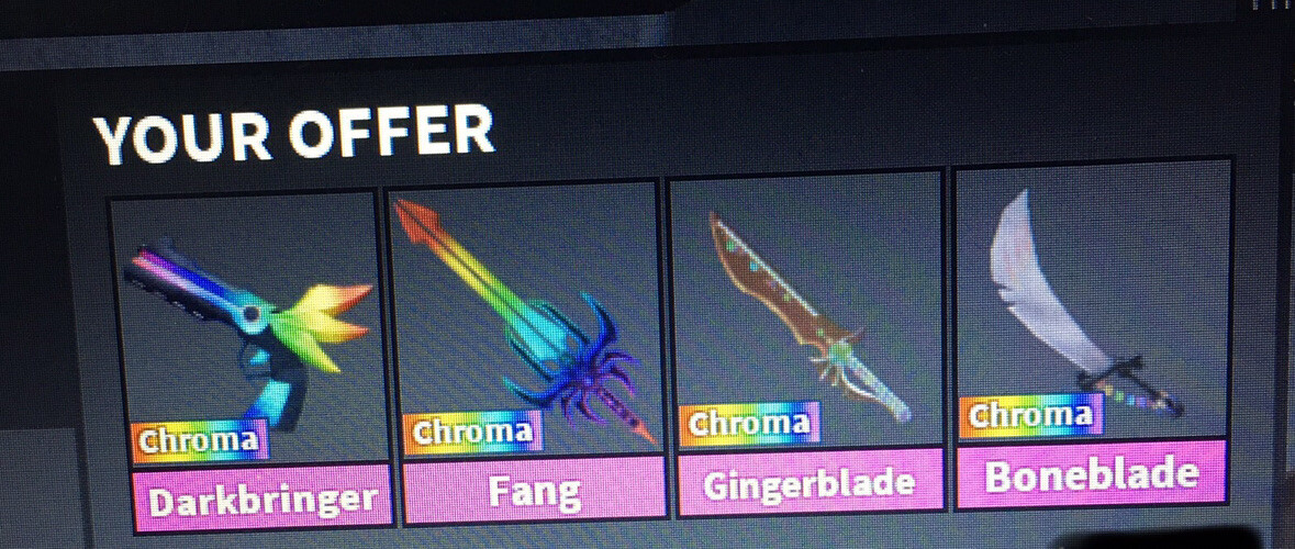 MM2 Set Bundle CHROMA DARKBINGER CHROMA FANG C. GINGERBLADE C ...