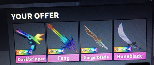 MM2 Set Bundle CHROMA DARKBINGER CHROMA FANG C. GINGERBLADE C ...