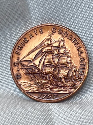 U.S. Frigate Constellation Bronze Coin Token Medal 1797 From 1st Navy ...