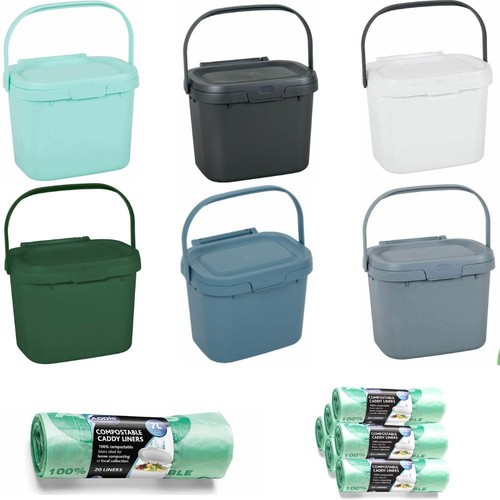 Addis Plastic Food Waste Compost Caddy Worktop Kitchen Vegetable Holder ...