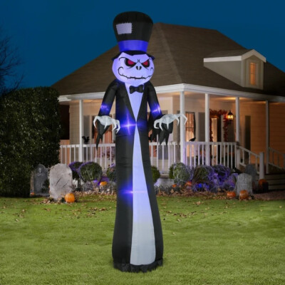 Gemmy Giant-Sized 12 ft Short Circuit LED Grimace Pumpkin Reaper ...