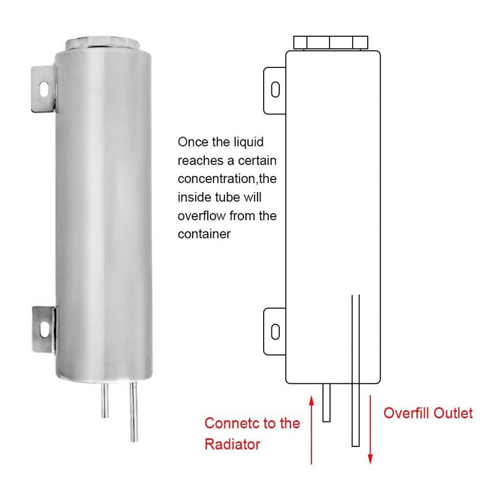 3" X 10" Radiator Coolant Overflow Tank Universal Polished Stainless ...