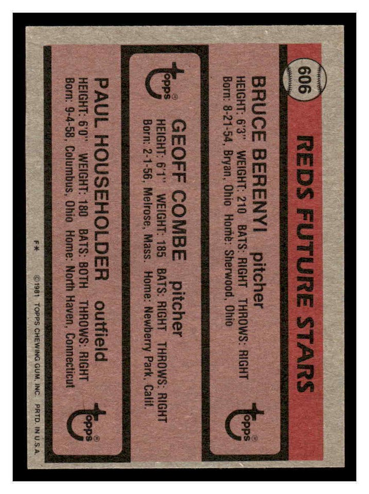 1981 Topps #606 Bruce Berenyi Geoff Combe Paul Householder | eBay